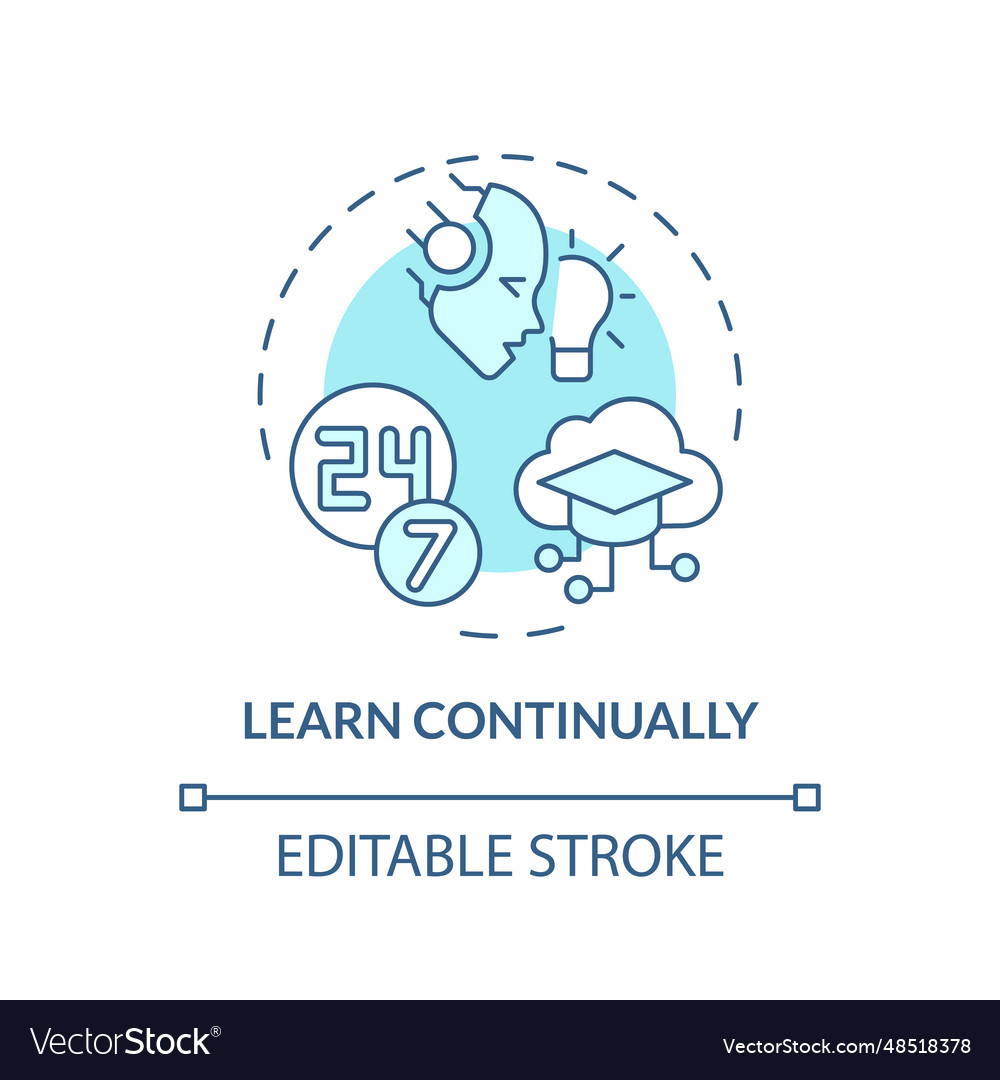 2d thin linear blue learn continually icon Vector Image