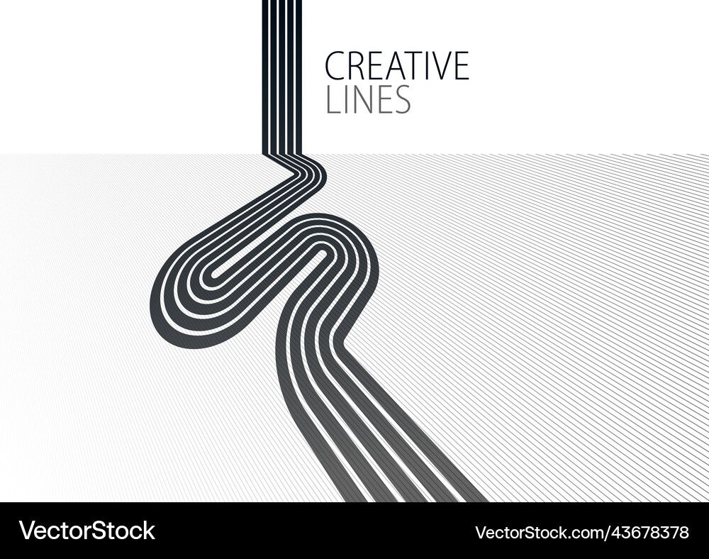 3d black and white lines in perspective abstract Vector Image