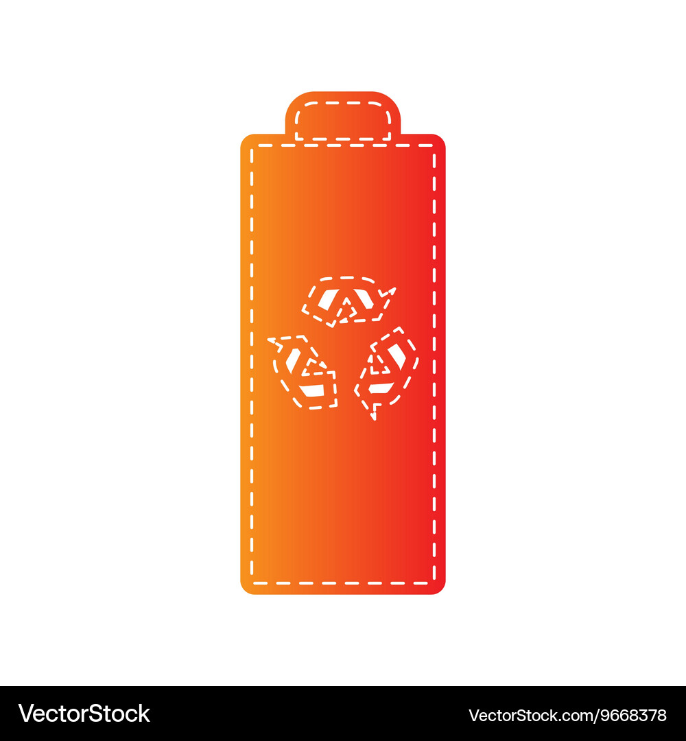 Battery recycle sign Orange applique Royalty Free Vector