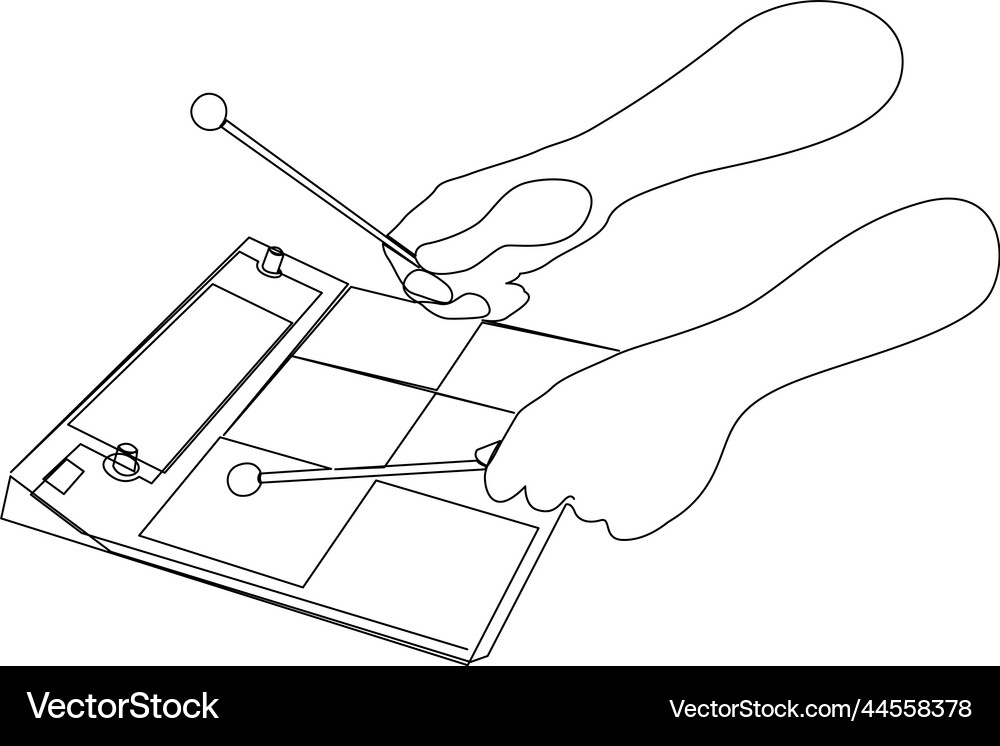 Continuous drawing of a person playing electronic Vector Image