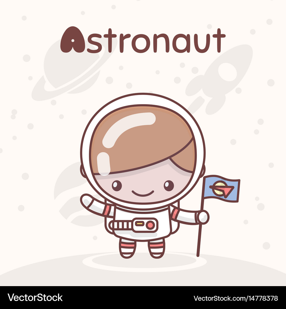 Cute chibi kawaii characters alphabet professions Vector Image