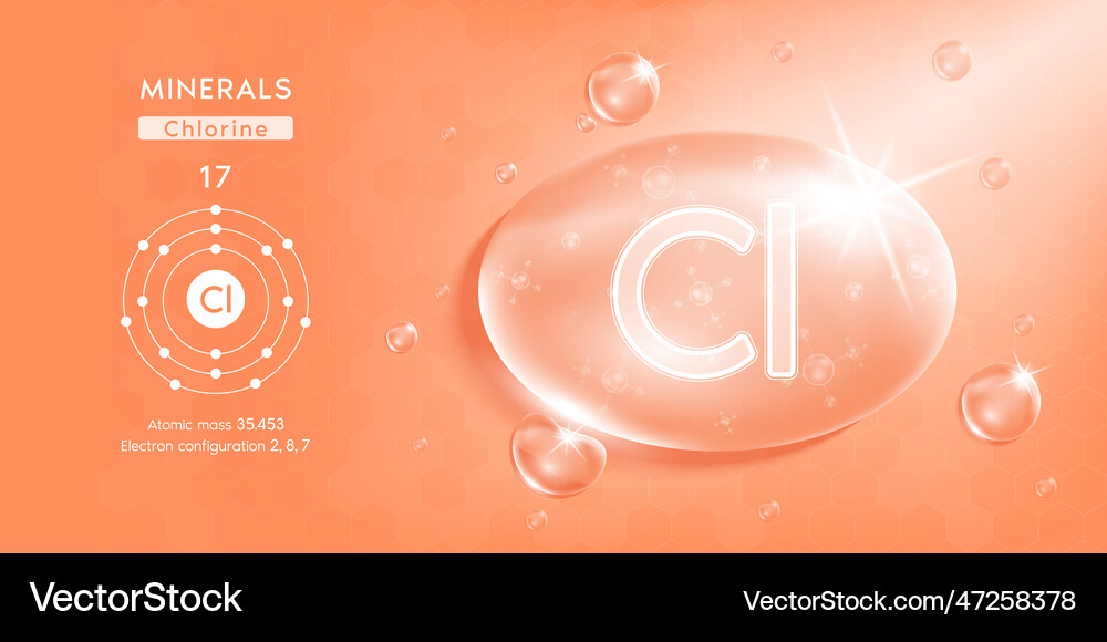 Drop water minerals chlorine orange Royalty Free Vector
