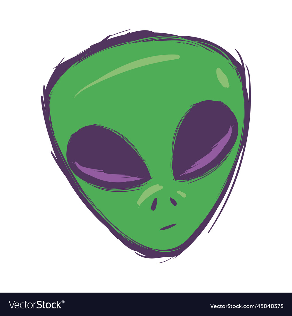 Flat alien face Royalty Free Vector Image - VectorStock