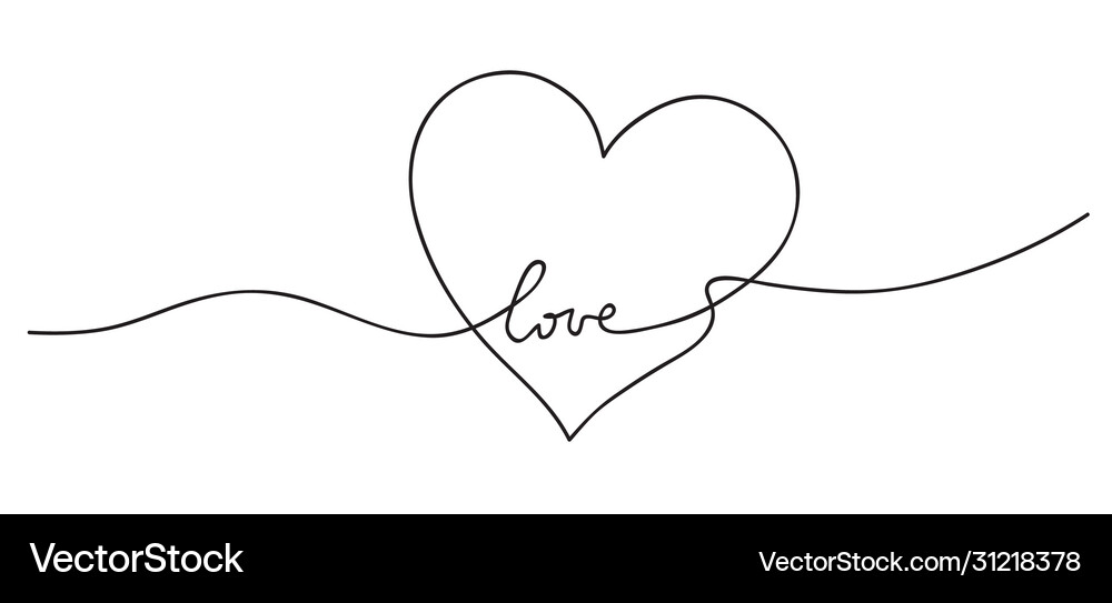Heart abstract love symbol continuous line Vector Image