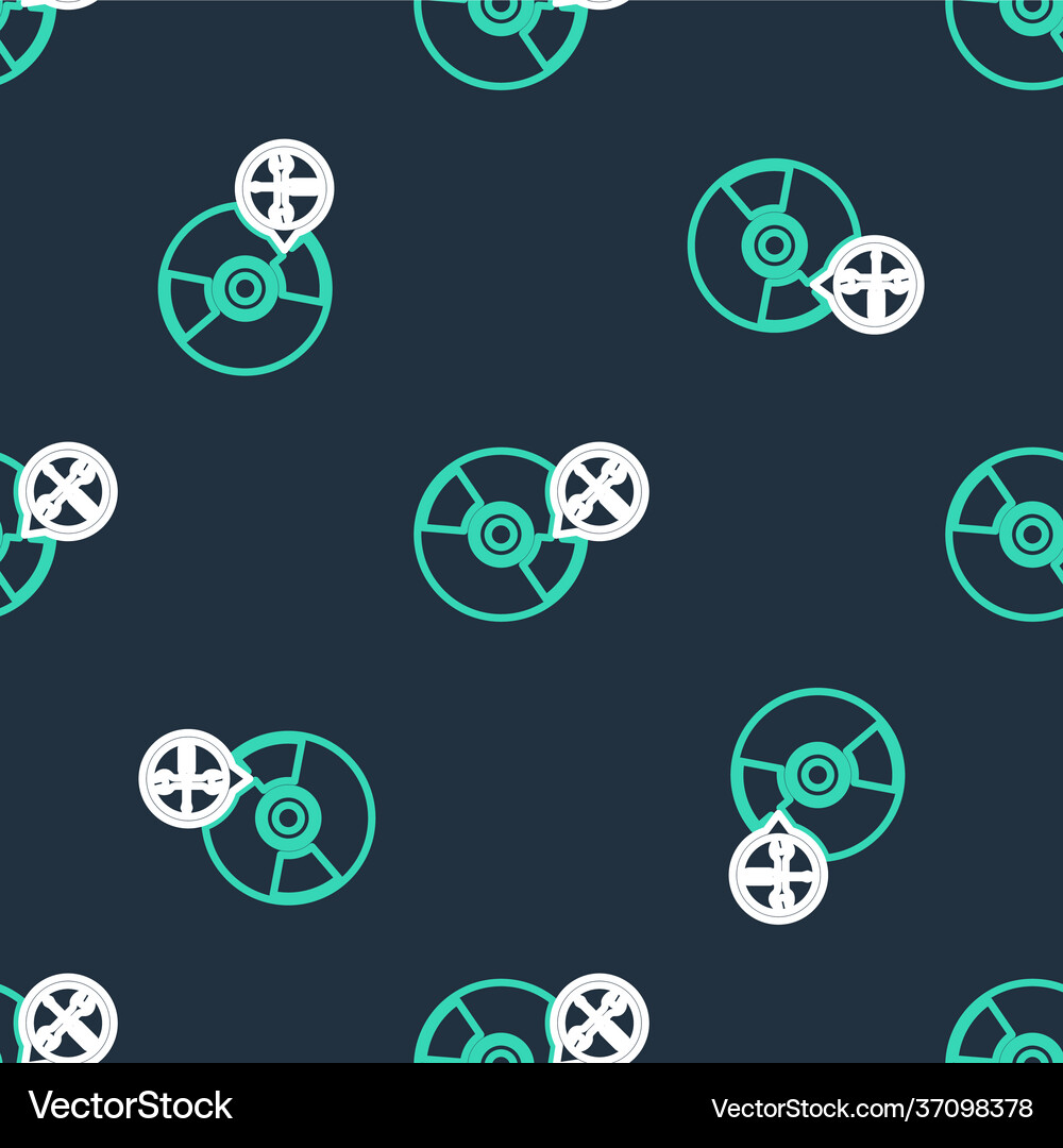 Line cd or dvd disk with screwdriver and wrench Vector Image