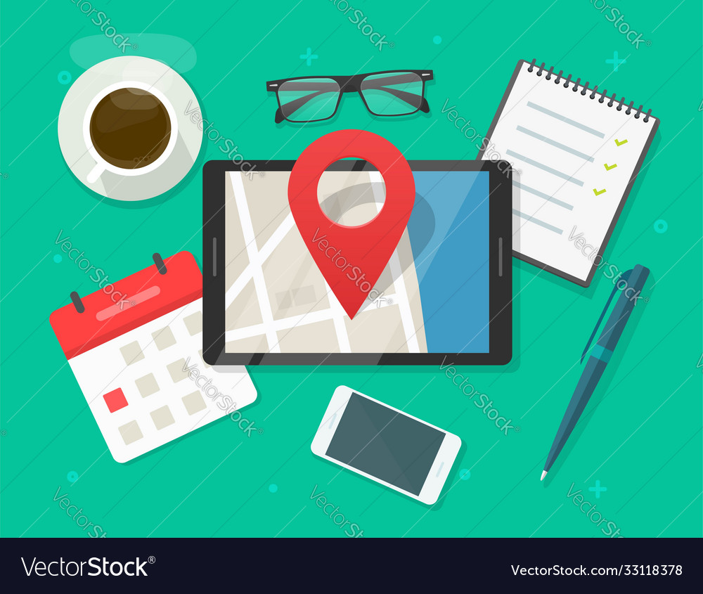 Mobile map navigator with pin pointer marker on Vector Image