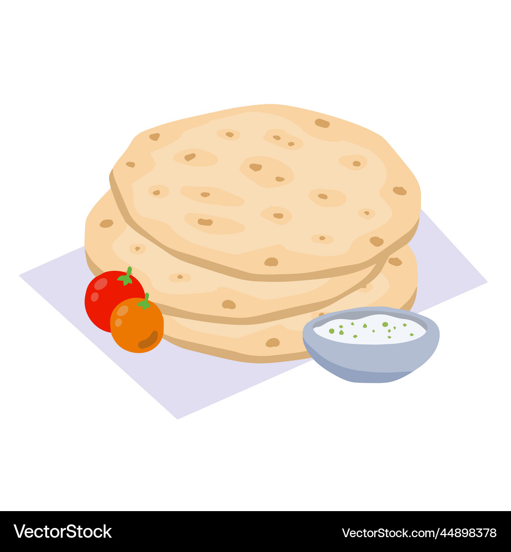 Pita bread with sauce and cherry tomatoes Vector Image