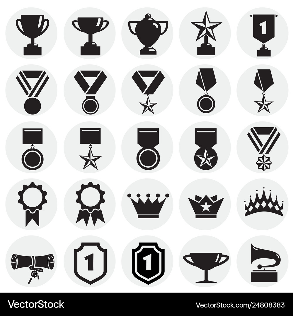 Awards icons set on circles white background Vector Image