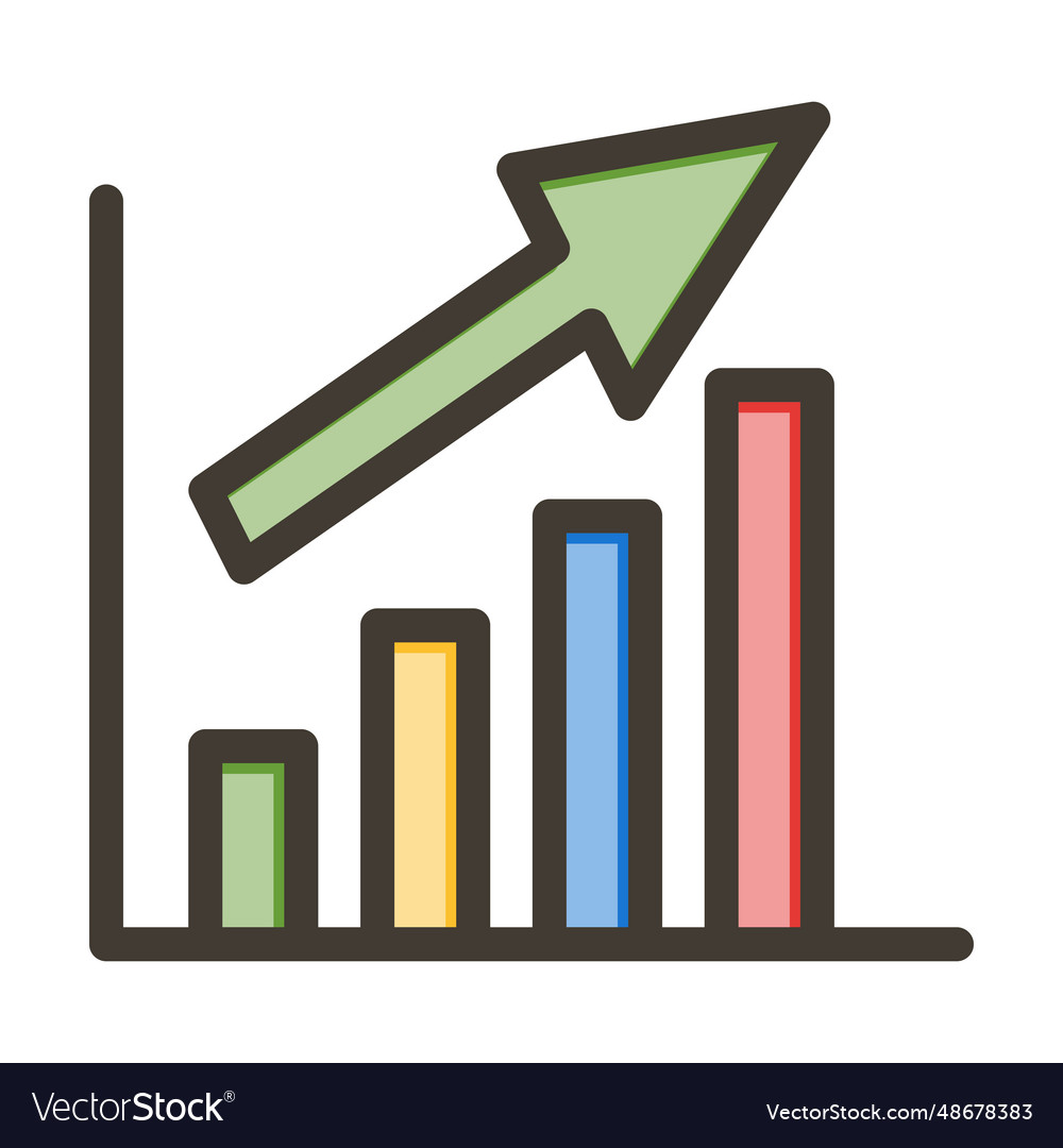 Graph thick line filled colors icon for personal Vector Image