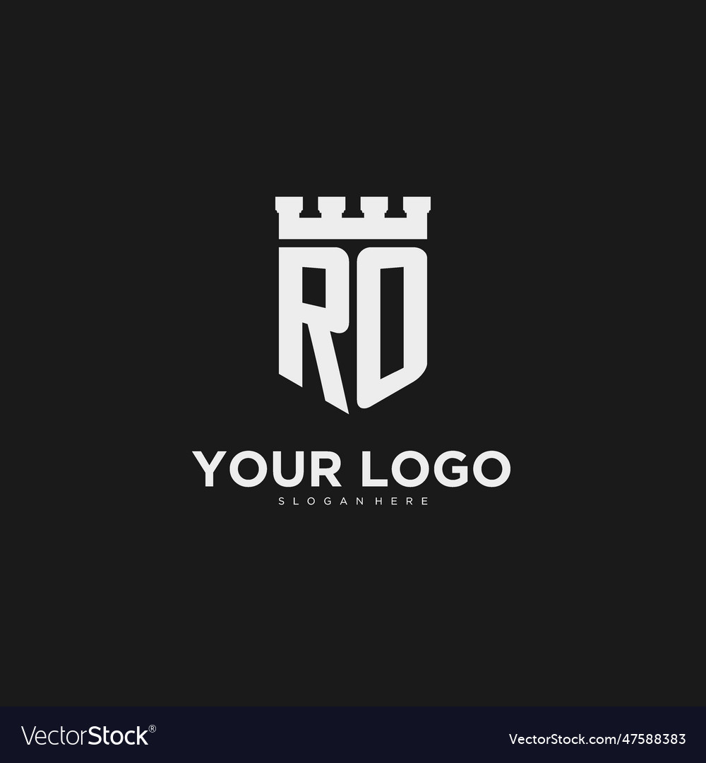 Initials ro logo monogram with shield Royalty Free Vector