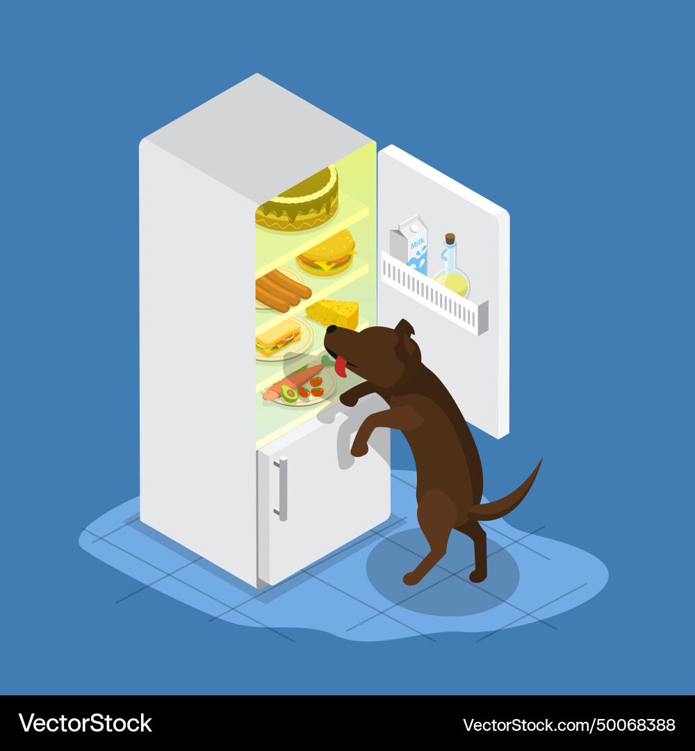 3d isometric flat of hungry Royalty Free Vector Image