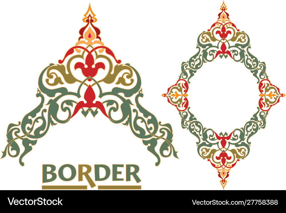 Arabesque borders - tiled frame in plant leaves Vector Image