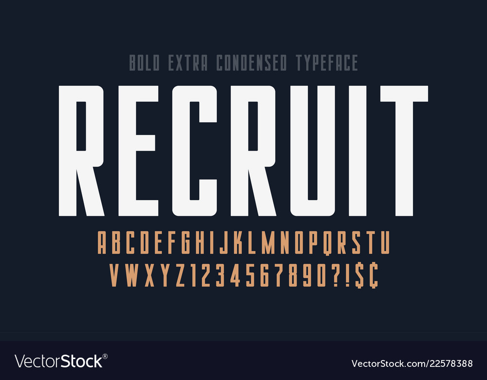 Condensed simple display font design alphabet Vector Image Condensed simple display font design alphabet Vector Image