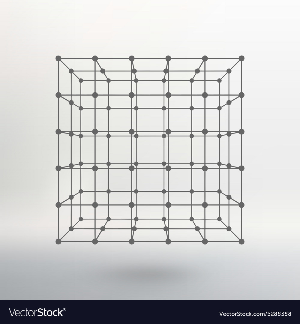 Cube of lines and dots Royalty Free Vector Image