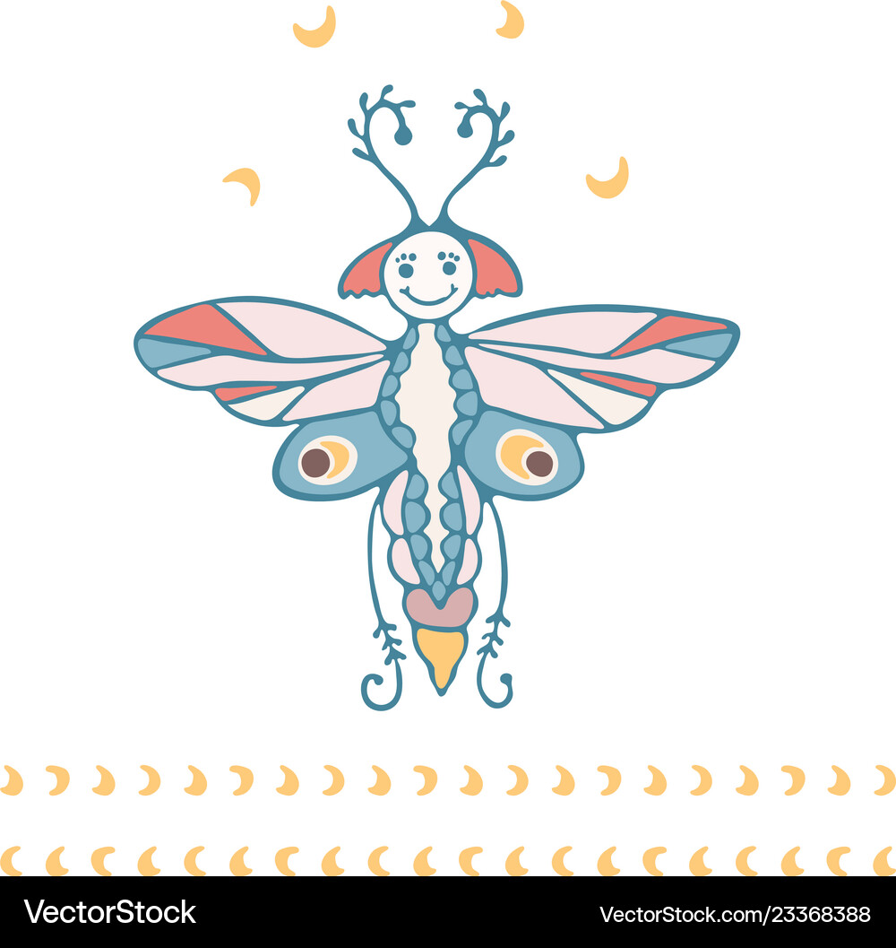 Cute cartoon moth with happy smiling face Vector Image