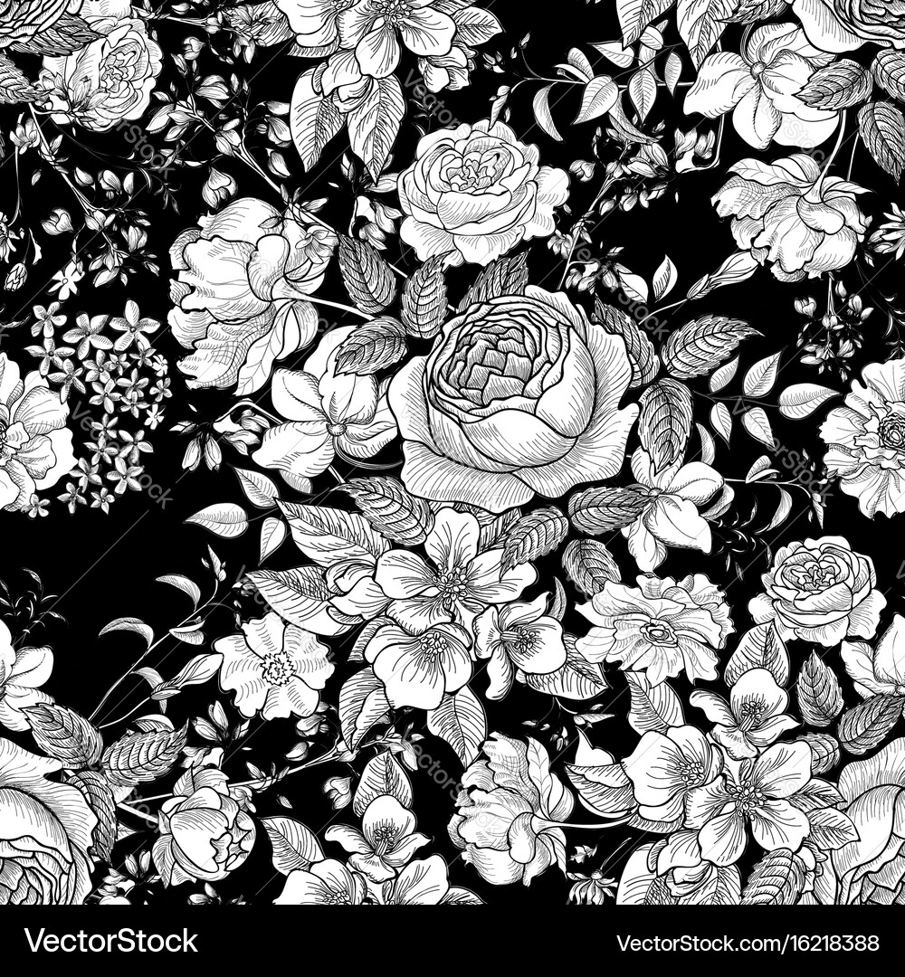 Elegant Floral Engraved Pattern Royalty Free Vector Image