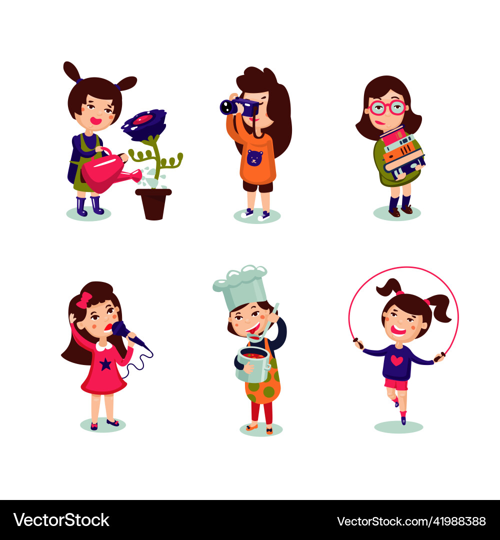 Girls interests set Royalty Free Vector Image - VectorStock