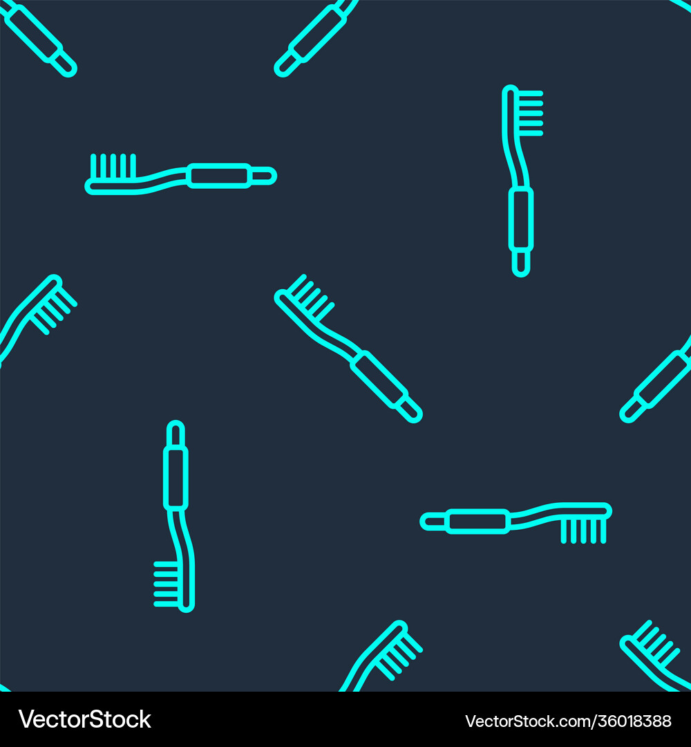 Green line toothbrush icon isolated seamless Vector Image