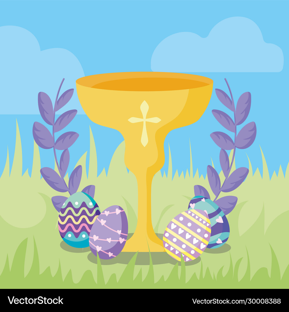 Happy easter design communion wine glass Vector Image