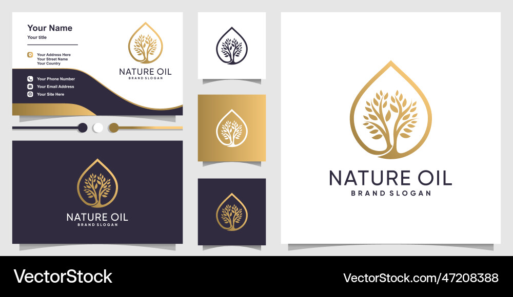 Nature oil logo with modern tree concept Vector Image