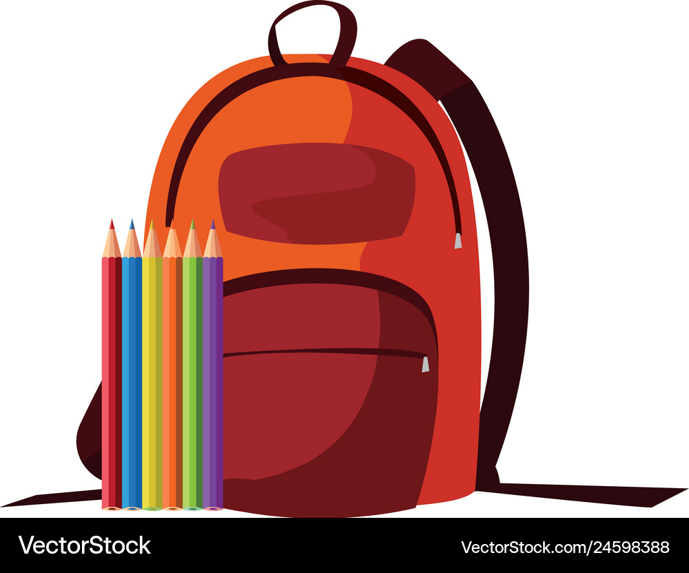 School bag with colors pencils Royalty Free Vector Image