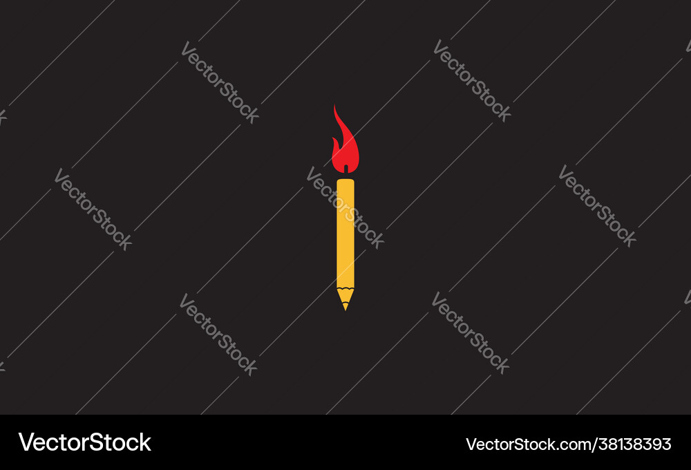 Abstract candle with pencil logo icon design Vector Image