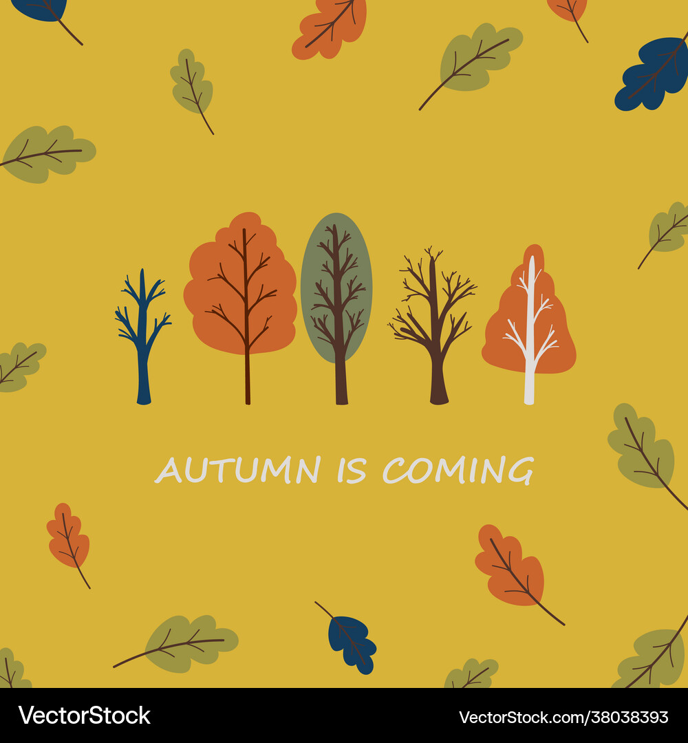 Autumn card poster template with trees Royalty Free Vector