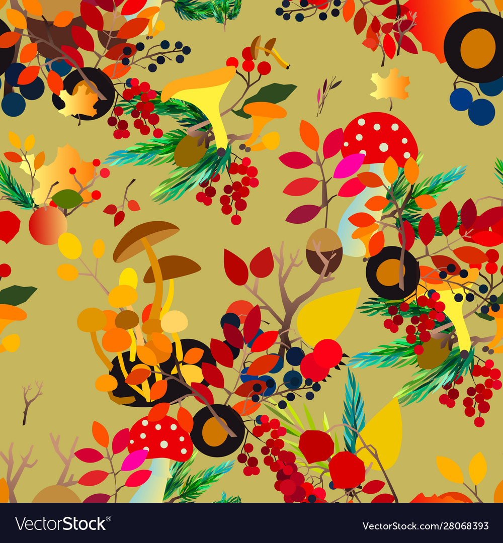 Autumn seamless pattern with berries Royalty Free Vector
