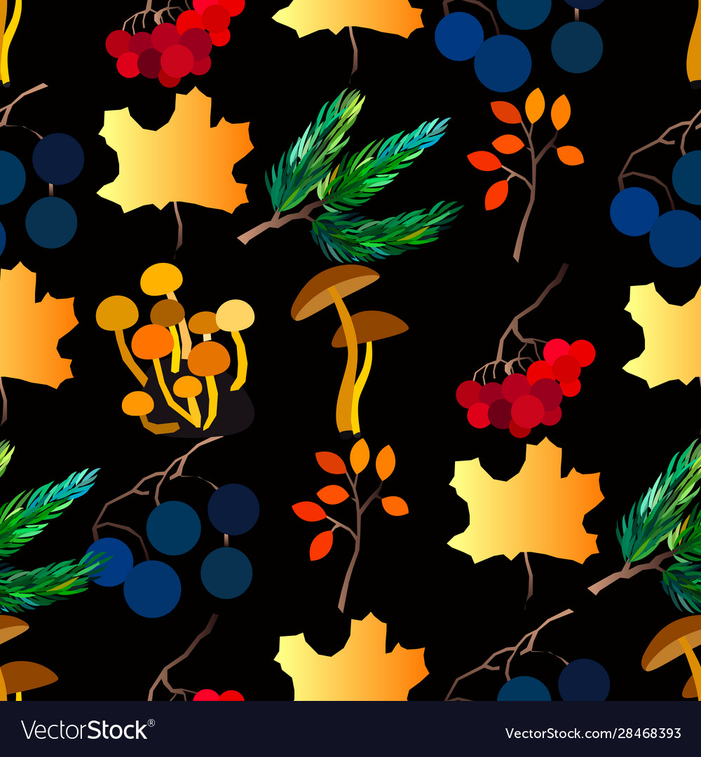 Autumn seamless pattern with berries Royalty Free Vector