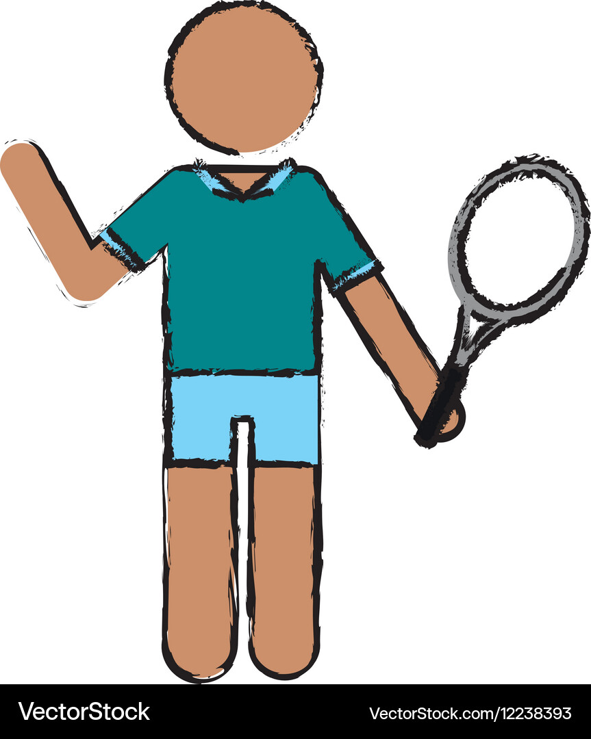 Drawing character player tennis and racket Vector Image