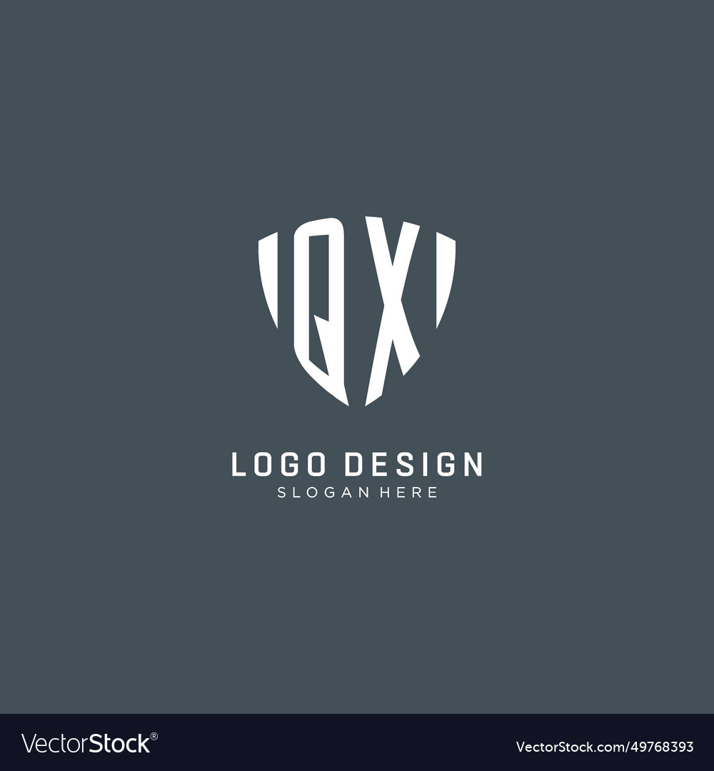 Initials qx logo shield guard shape creative logo Vector Image