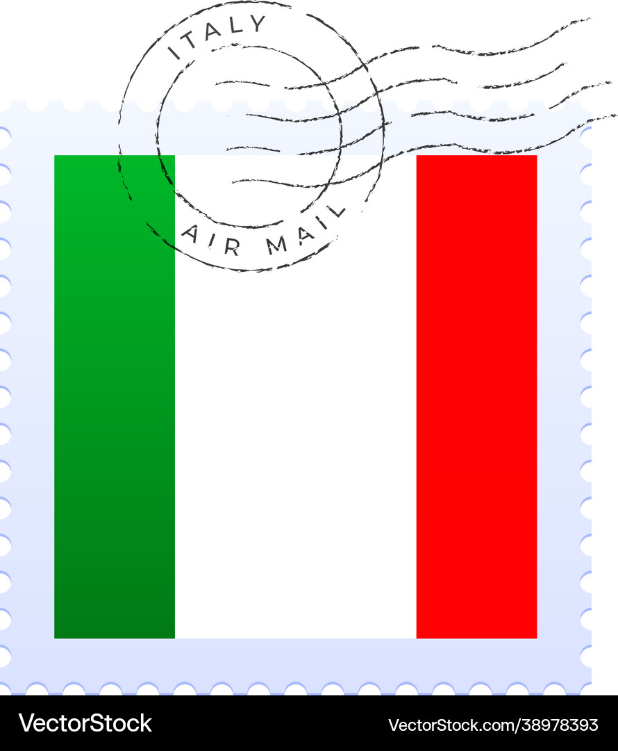 Italy postage mark national flag stamp Royalty Free Vector
