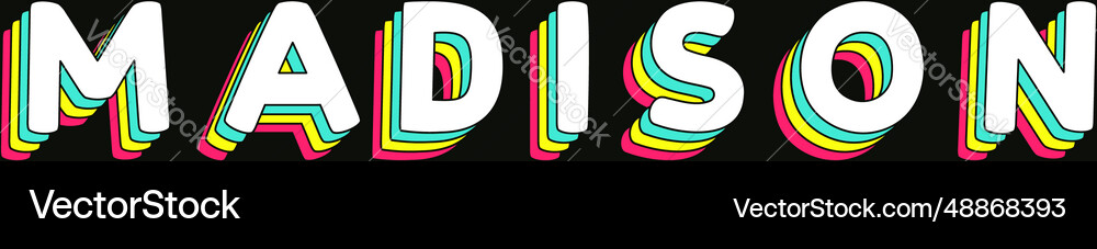Madison - retro rainbow typography faded style Vector Image