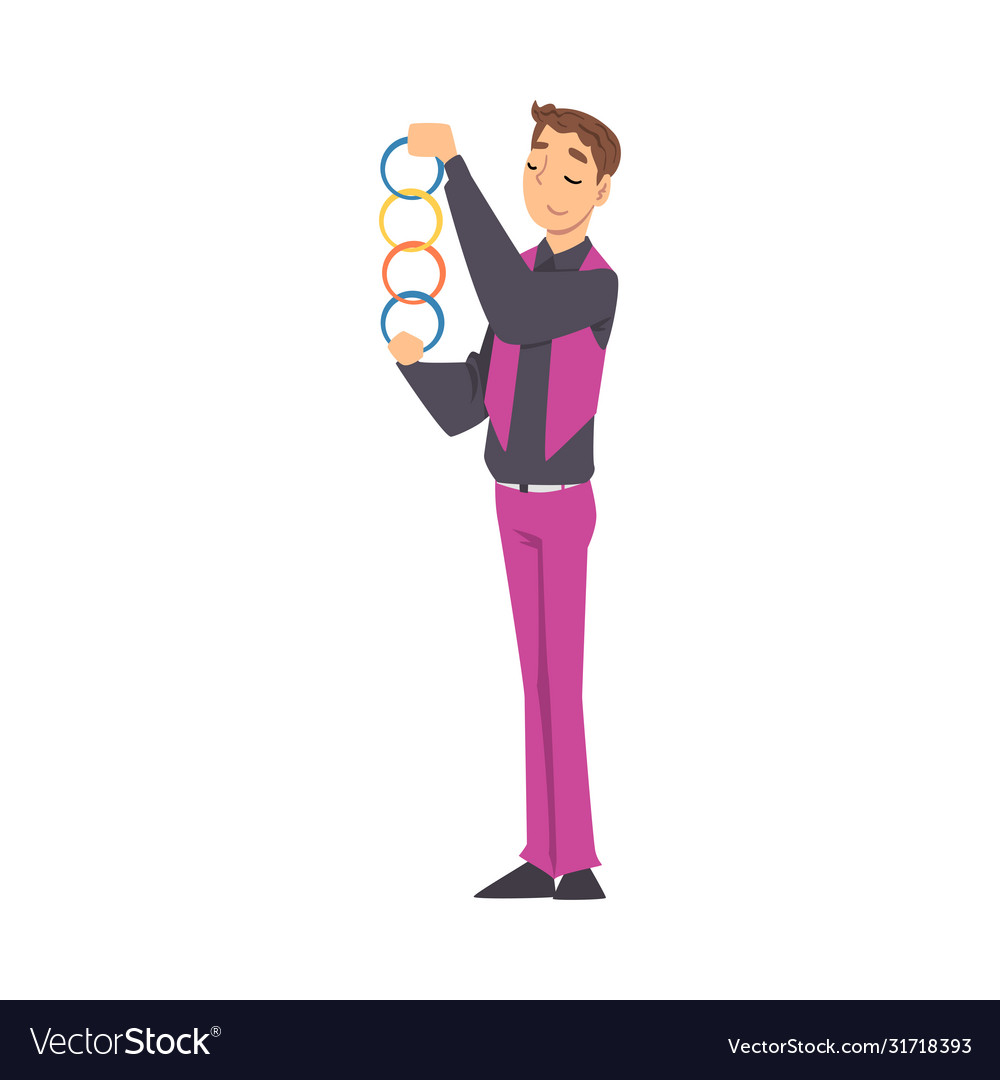 Magician doing tricks illusionist character Vector Image Magician doing tricks illusionist character Vector Image