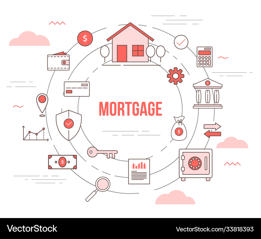 Mortgage housing concept with icon set template Vector Image