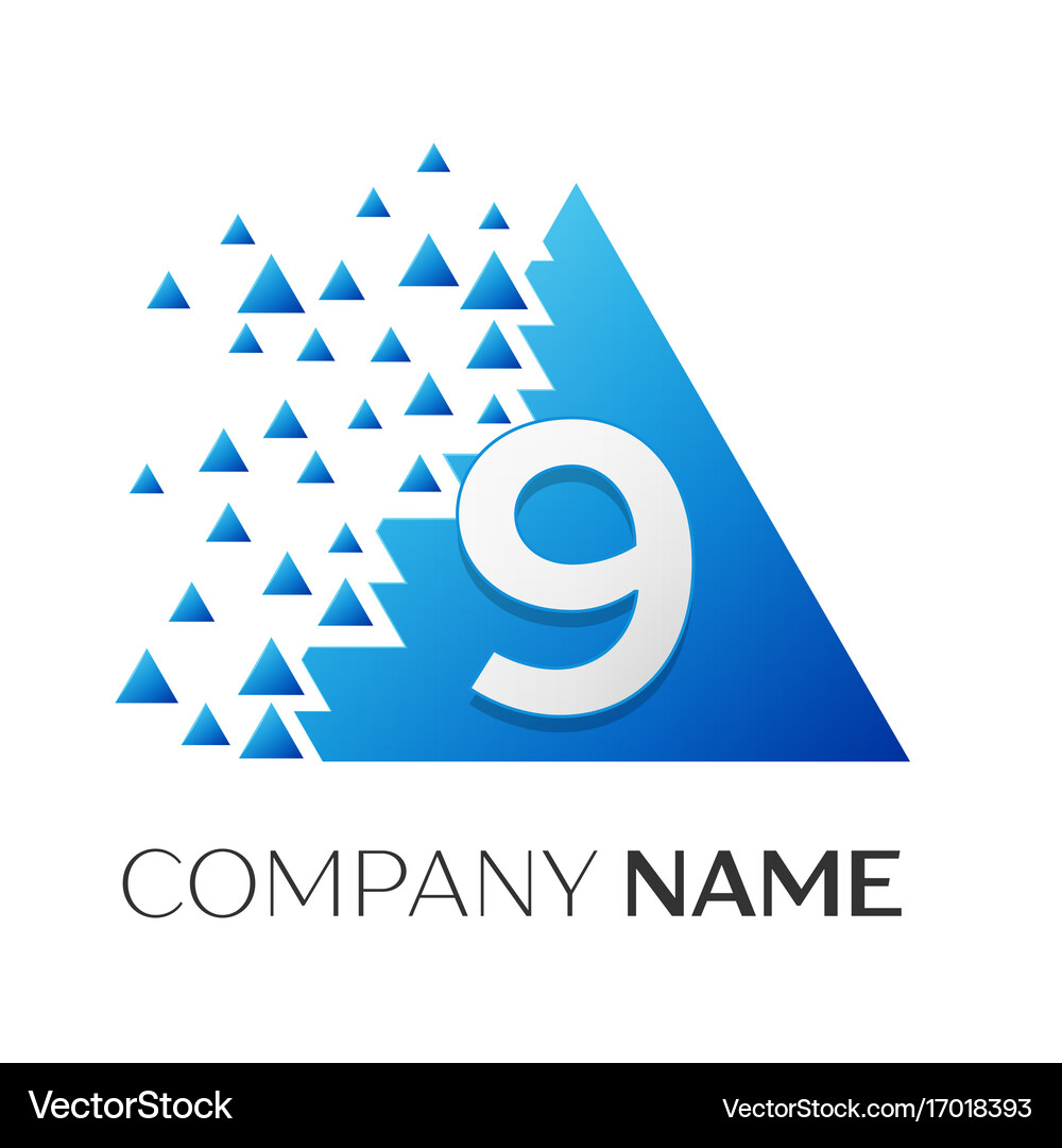 Number nine logo in the colorful triangle Vector Image