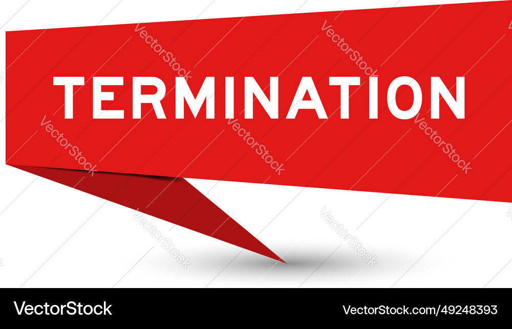 Red color speech banner with word termination Vector Image