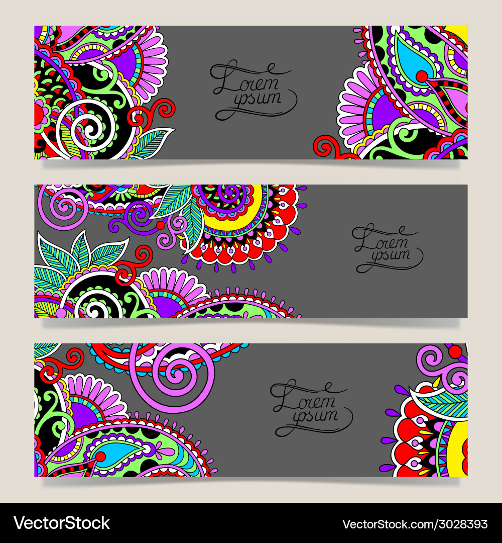 Set of decorative flower template banner card web Vector Image