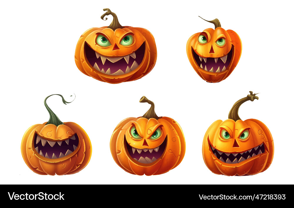 Set of halloween theme pumpkin Royalty Free Vector Image