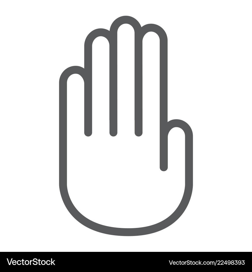 Stop hand line icon warning and palm sign Vector Image
