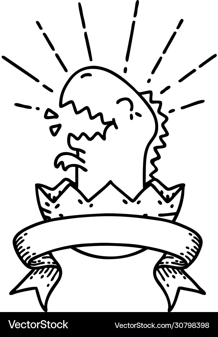 Banner with black line work tattoo style hatching Vector Image