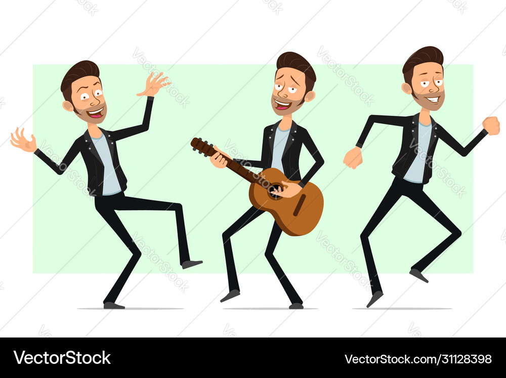Cartoon rock and roll boy character set Royalty Free Vector
