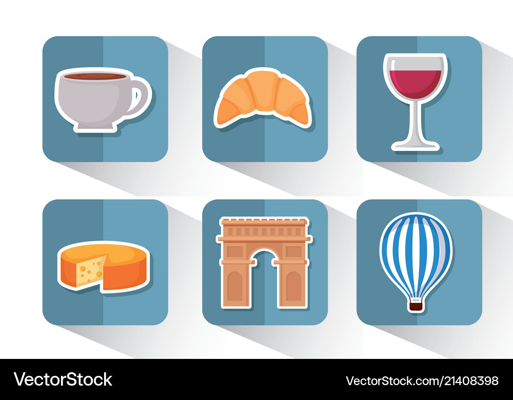 France icon set Royalty Free Vector Image - VectorStock