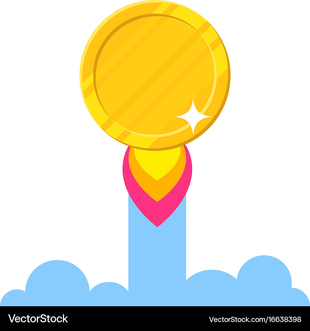 Golden coin starting icon Royalty Free Vector Image
