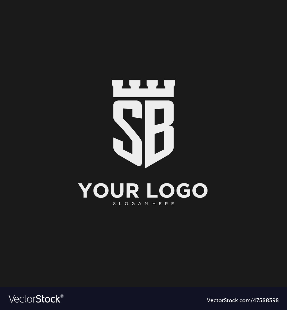 Initials sb logo monogram with shield Royalty Free Vector