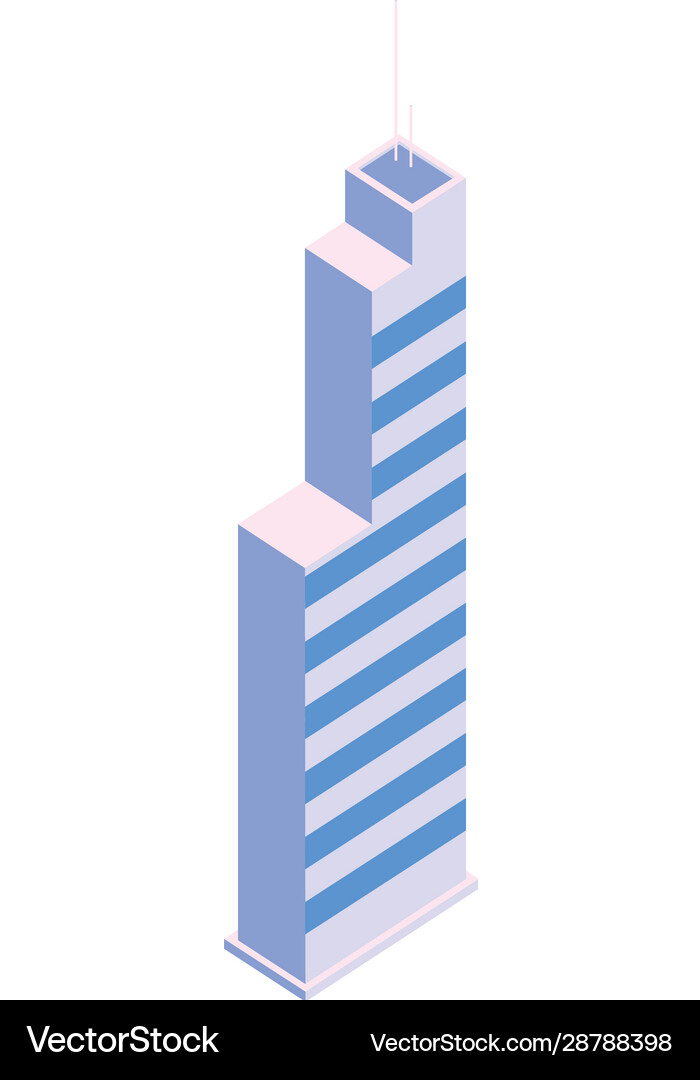Isolated isometric white city building Royalty Free Vector
