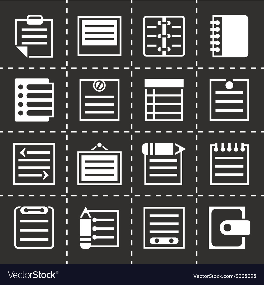 Notes icon set Royalty Free Vector Image - VectorStock