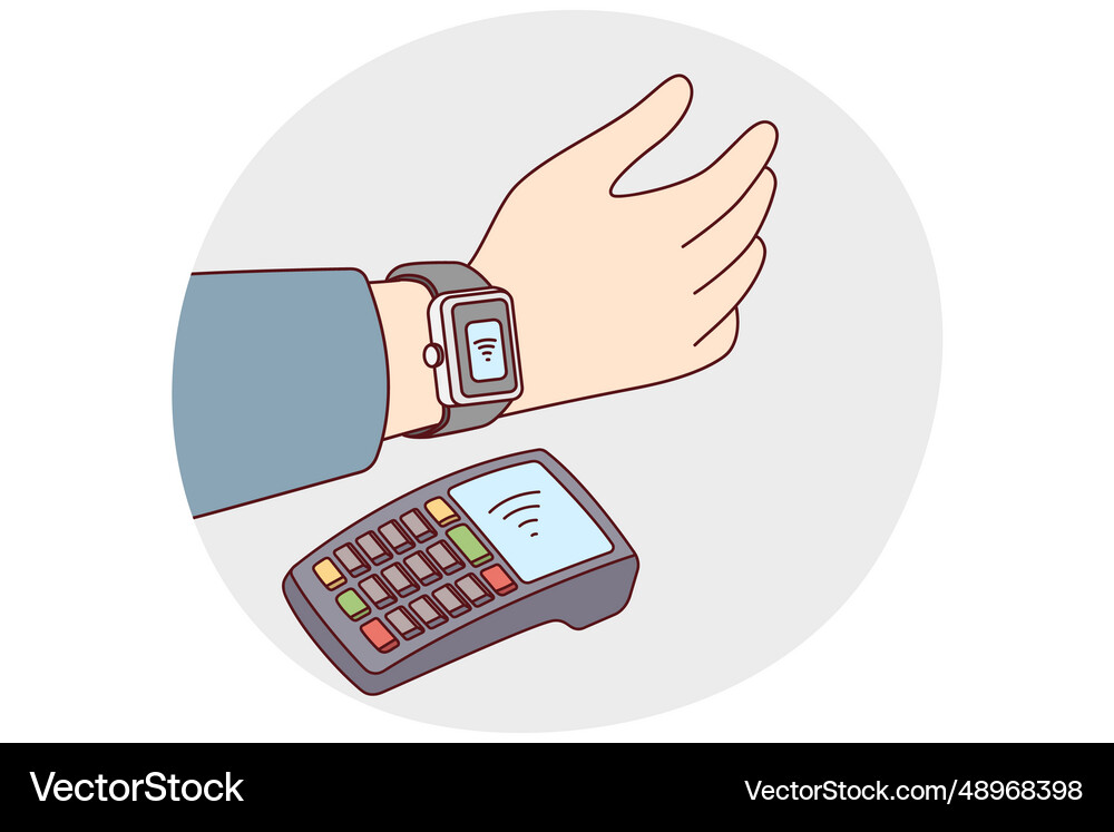 Person pay with smartwatch on terminal Royalty Free Vector