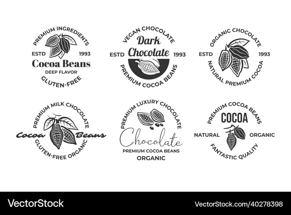 Premium cocoa beans monochrome circle badge Vector Image