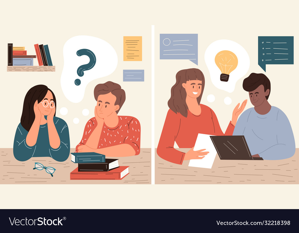 Young couple solving a problem Royalty Free Vector Image